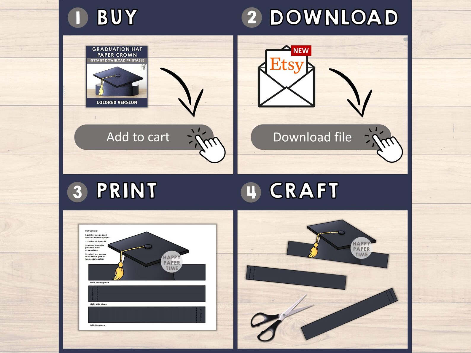 Graduation Cap Paper Crown Party Teacher Printable Kids Craft ...