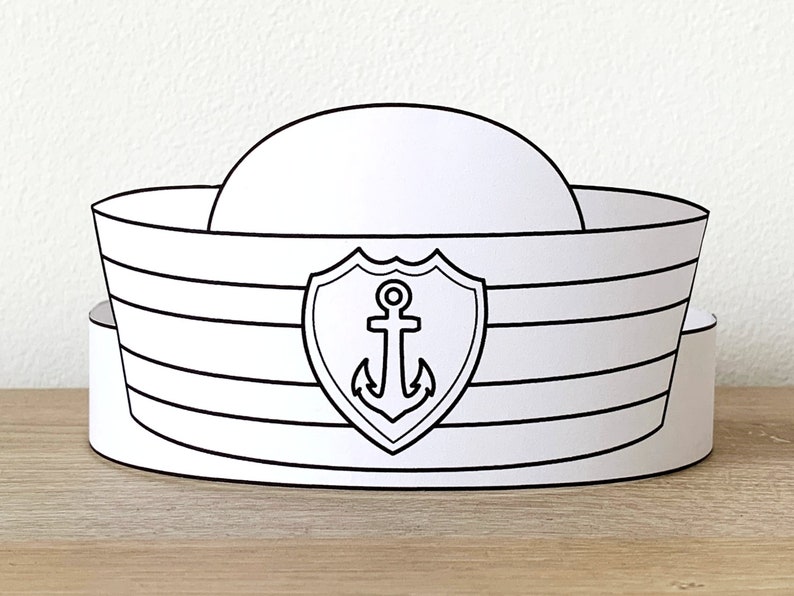 Sailor Hat Cap Paper Crown Party Coloring Printable Kids Craft | Etsy
