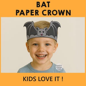 Bat Paper Crown Headband Craft Hat Halloween Party Activity Printable ...
