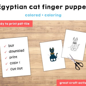 Egyptian Cat Paper Craft Printable Ancient Egypt Finger God Bastet ...