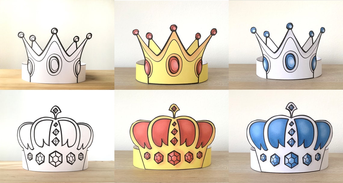 Princess Paper Crown Coloring Printable Kid Craft Princess - Etsy Canada