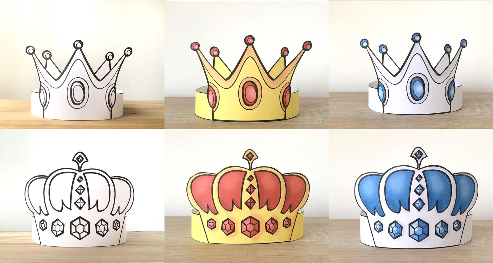 Princess Paper Crown Coloring Printable Kid Craft Princess Birthday ...