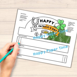 St Patrick's Day Paper Crown Headband Pot of Gold Party Coloring ...
