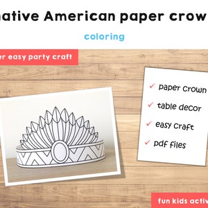 Native American Paper Craft Headdress Crown Party Coloring Printable ...