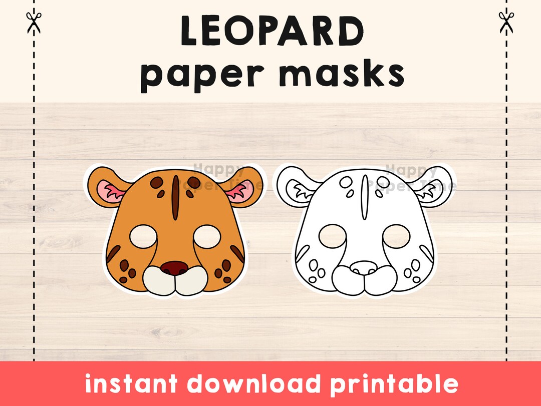 Leopard Jaguar Mask Costume Animal Mask Printable Party Favor Safari ...
