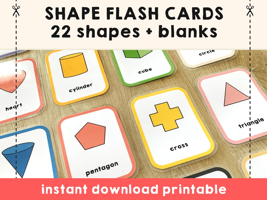 Geometric Shapes Flash Cards Printable Montessori Materials Preschool ...