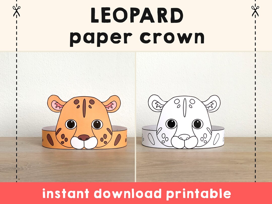 Leopard Paper Crown Jungle Cat Animal Template Coloring Activity ...
