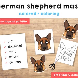 German Shepherd Dog Mask Animal Mask Party Favor Printable Dog Costume ...