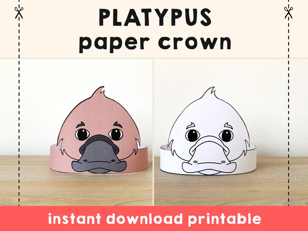 Platypus Paper Crown Party Coloring Printable Kids Craft Australia ...