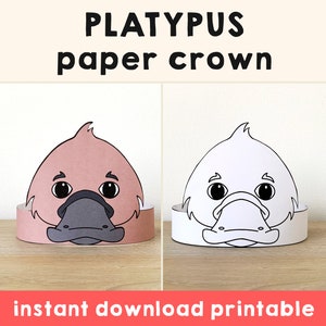 Platypus Paper Crown Party Coloring Printable Kids Craft Australia ...