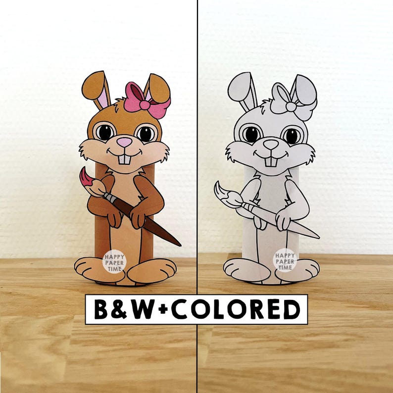 Easter Bunny Toilet Paper Roll Craft Rabbit Pets Easter Party Coloring ...