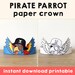 Pirate Hat Paper Crown Template Pirate Captain Party Headband - Etsy