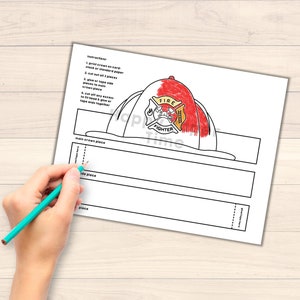 Firefighter Helmet Paper Crown Party Coloring Printable Kids Craft ...