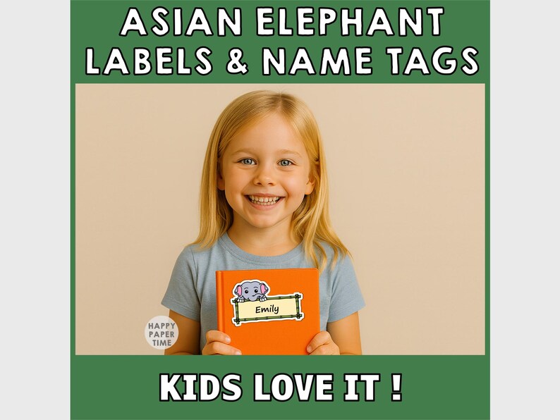Elephant Name Tags Classroom Labels Asian Animal Zoo Editable Files ...