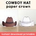Cowboy Hat Paper Crown Party Coloring Printable Kids Craft Wild West ...
