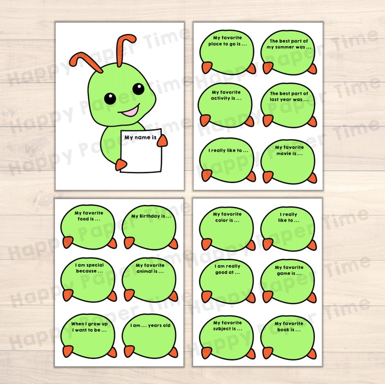 All About Me Caterpillar Back to School Craft Activity for | Etsy