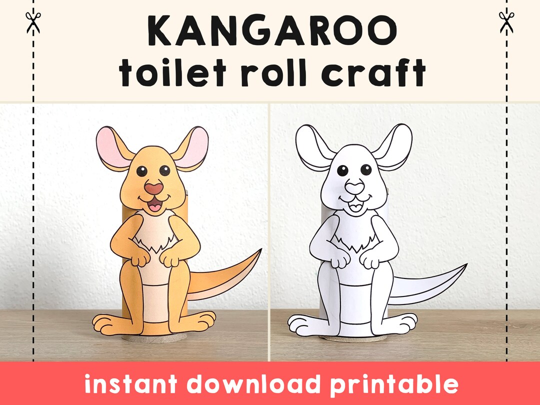 Kangaroo Toilet Paper Roll Craft Australian Animal Party Coloring ...