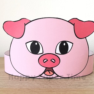 Pig Paper Crown Template Coloring Activity Printable Kids Craft Farm ...