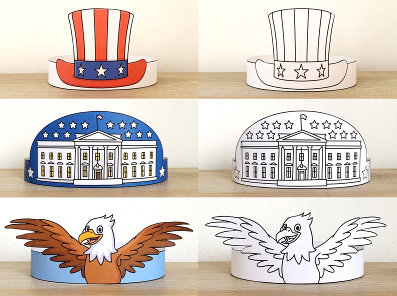 American Symbols Paper Crowns Flag 4th of July Patriotic - Etsy