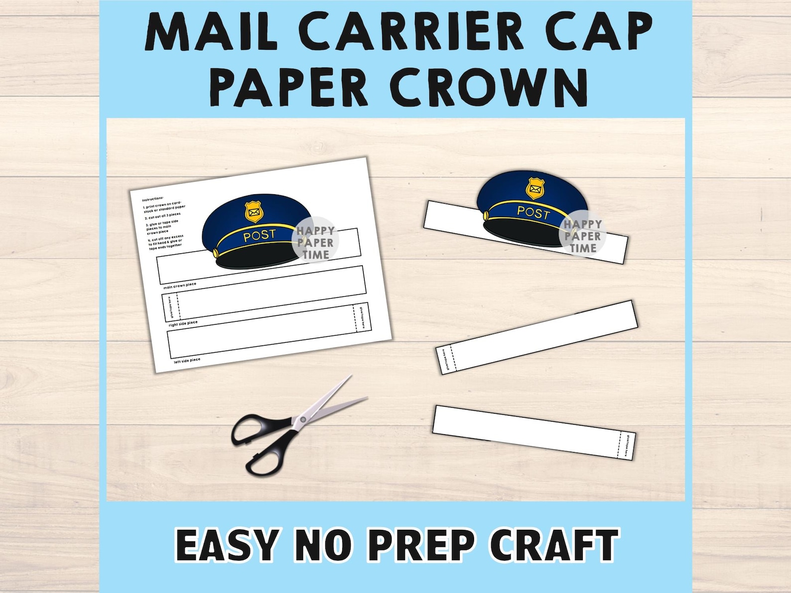 Postman Cap Hat Paper Crown Party Printable Kids Craft Community ...