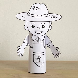 Farmer Toilet Paper Roll Craft Gardener Party Coloring Printable ...