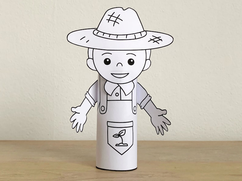 Farmer Toilet Paper Roll Craft Gardener Party Coloring Printable ...
