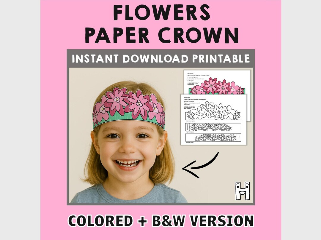 Flower Paper Crown Party Coloring Printable Kids Craft Spring Fairy ...
