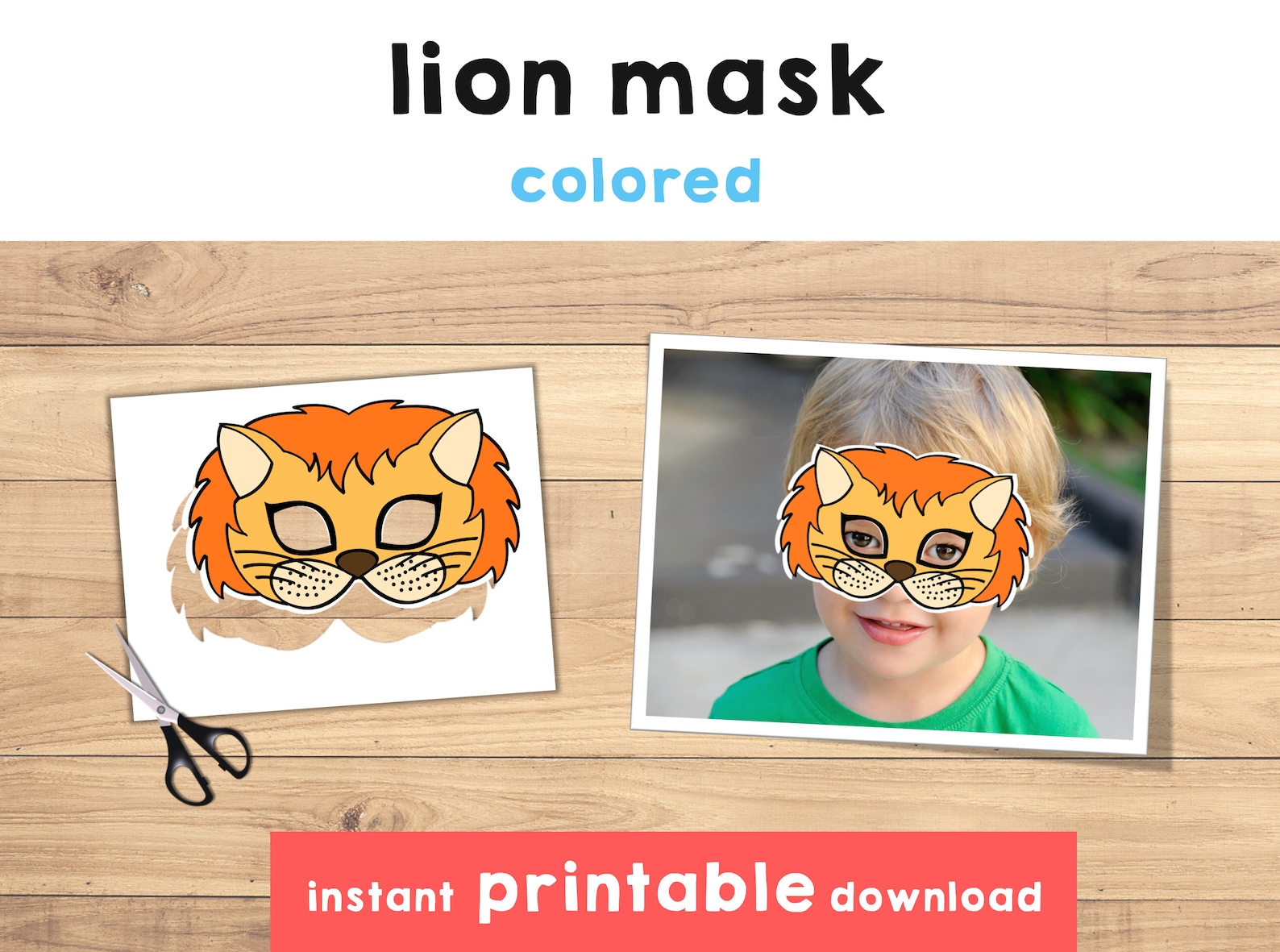 Lion Mask Printable Party Favor Lion Costume Mask Lion Party Jungle ...
