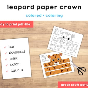 Leopard Paper Crown Jungle Cat Animal Template Coloring Activity ...