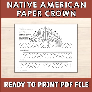 Native American Paper Craft Headdress Crown Party Coloring Activity ...
