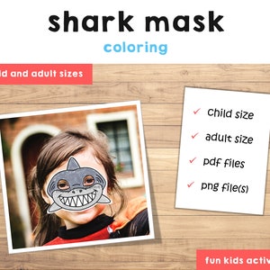 Shark Mask Shark Costume Template Paper Print Out Sea Ocean Animal Mask ...