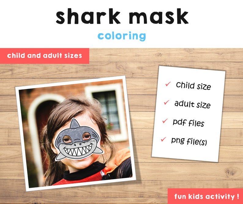 Shark Mask Shark Costume Template Paper Print Out Sea Ocean - Etsy
