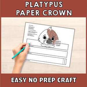 Platypus Paper Crown Party Coloring Printable Kids Craft Australia ...