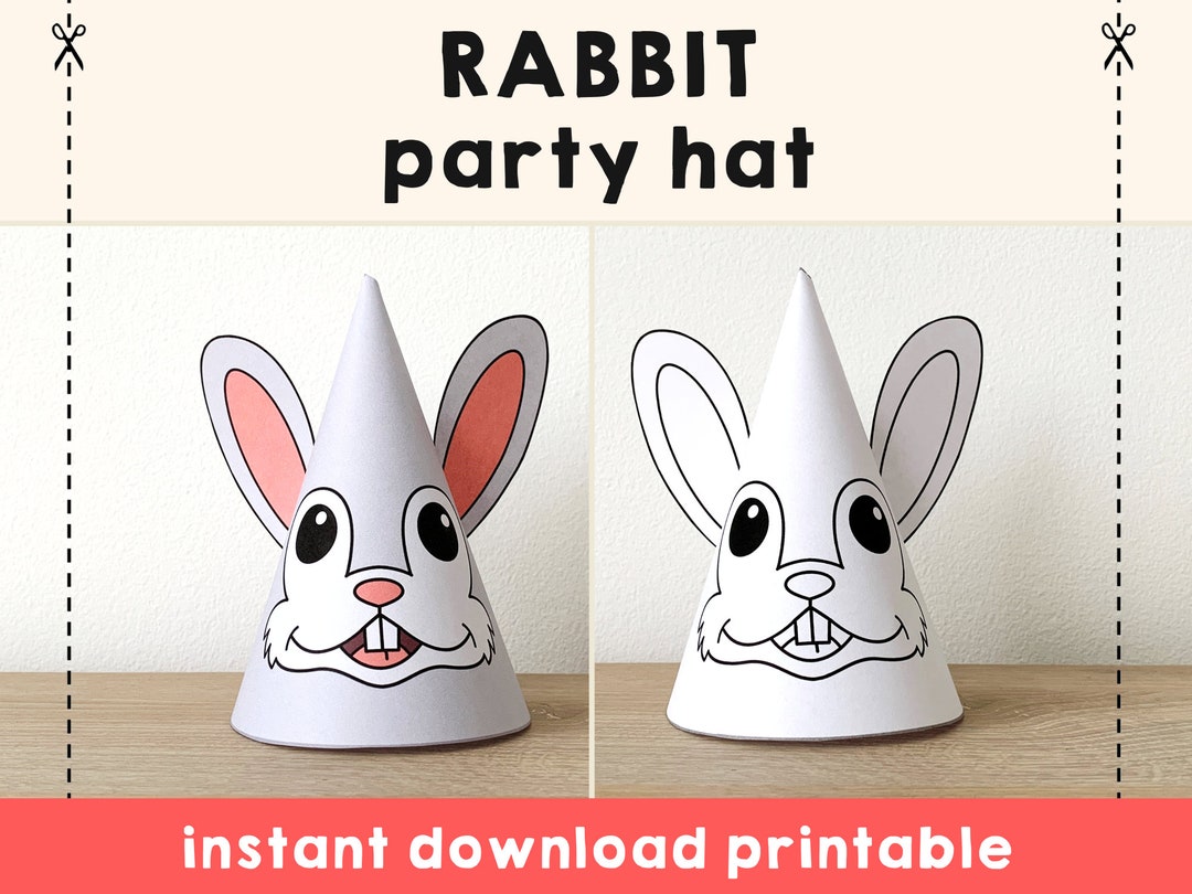 Rabbit Party Hat Paper Printable Template Print Farm Animal Table ...