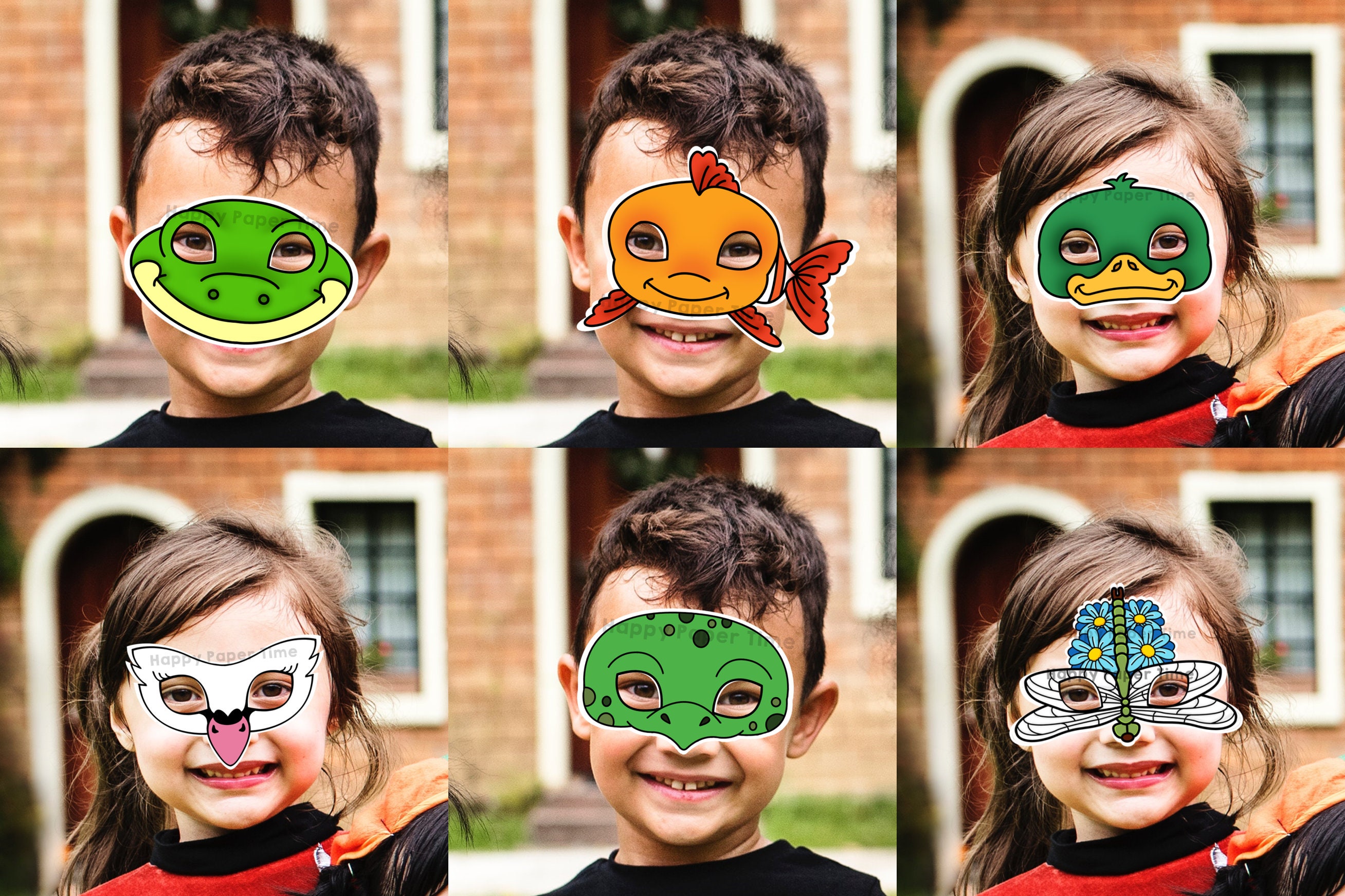 Pond Animals Paper Mask Craft Activity Template for Kids, Duck, Frog ...