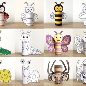 Bugs and Insects Animals Toilet Paper Roll Craft Spring Party Coloring ...