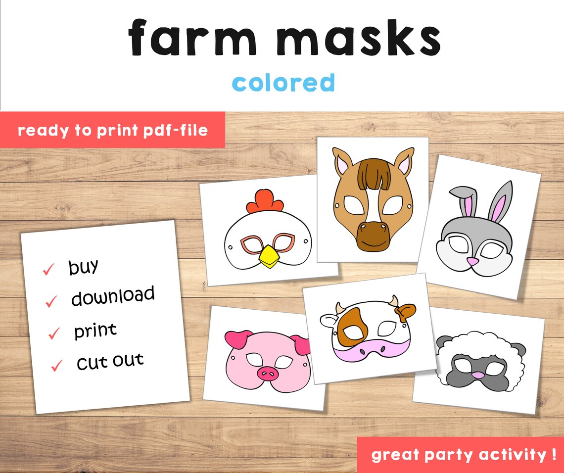 Horse Mask Rabbit Mask Pig Mask Farm Party Animal Masks Farm | Etsy