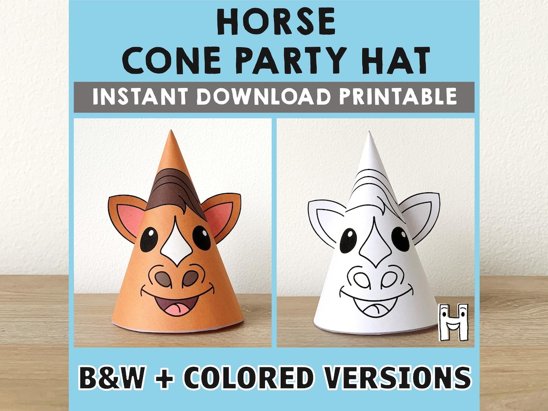 Horse Party Hat Paper Printable Template Print Farm Animal Table ...