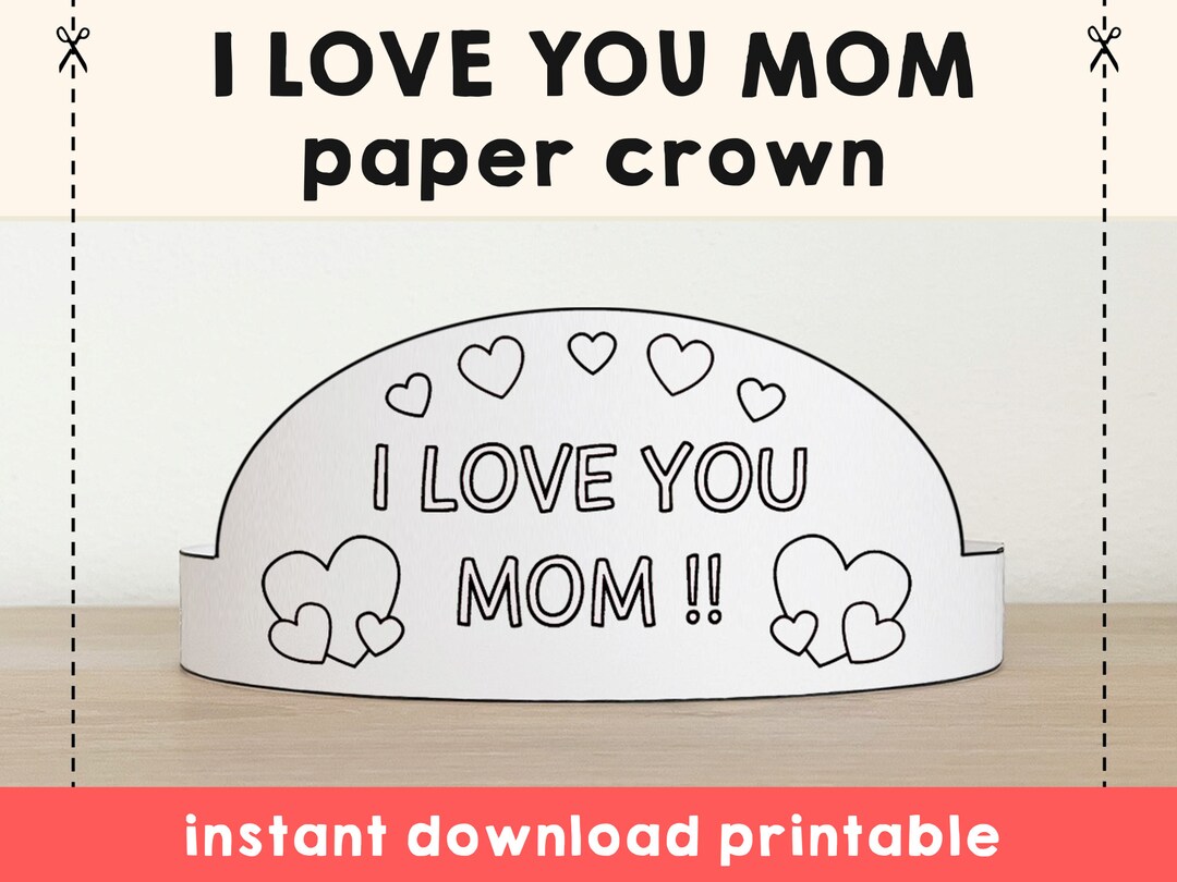 Mother's Day Paper Crown Template Birthday Party Headband Coloring ...