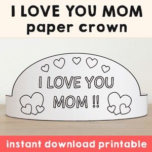 Mother's Day Paper Crown Template Birthday Party Headband Coloring ...