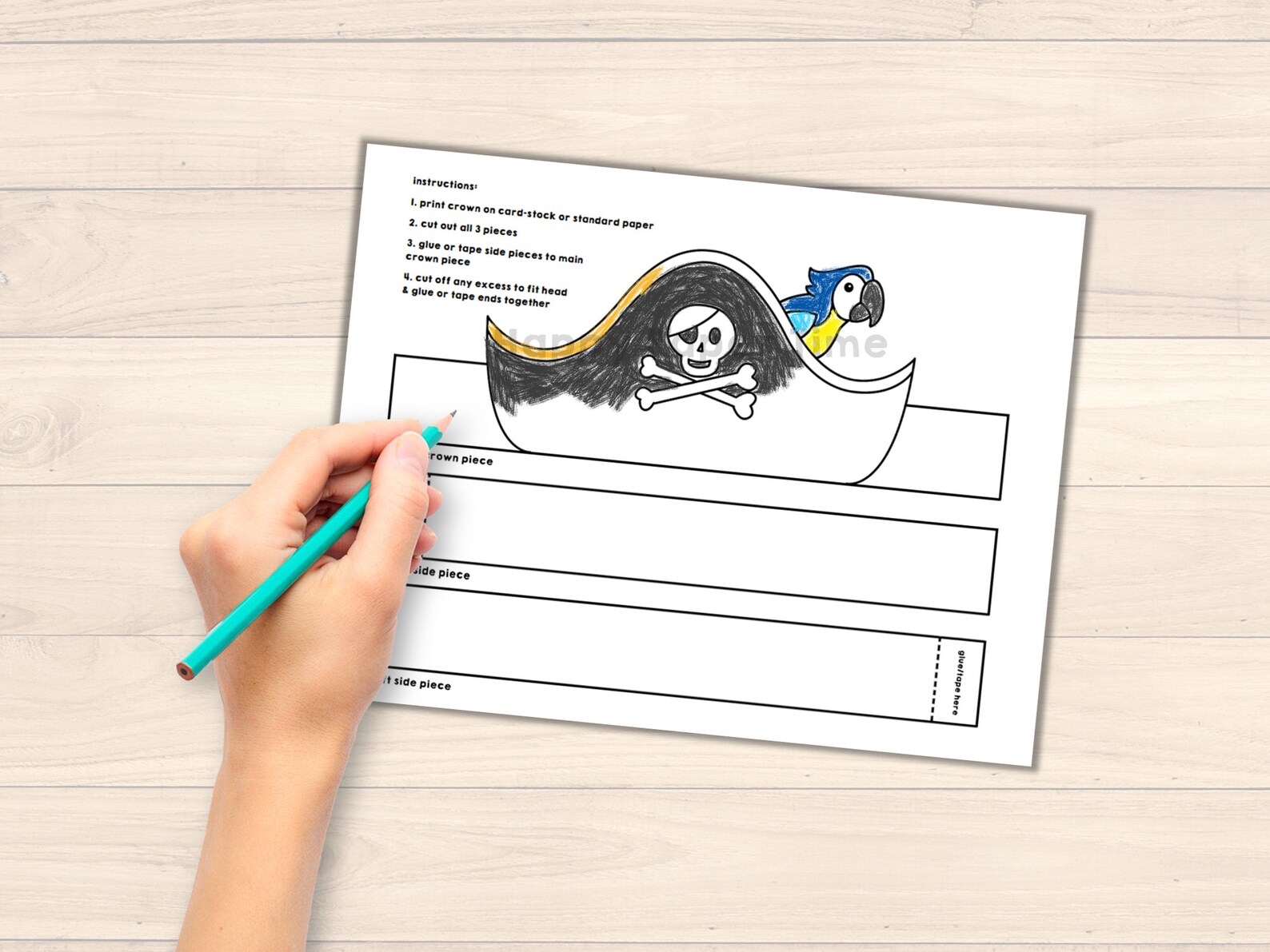 Pirate Hat Paper Crown Template Pirate Captain Party Headband - Etsy