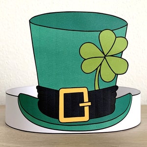 Leprechaun Hat Paper Crown Headband St Patrick's Day Party Coloring ...