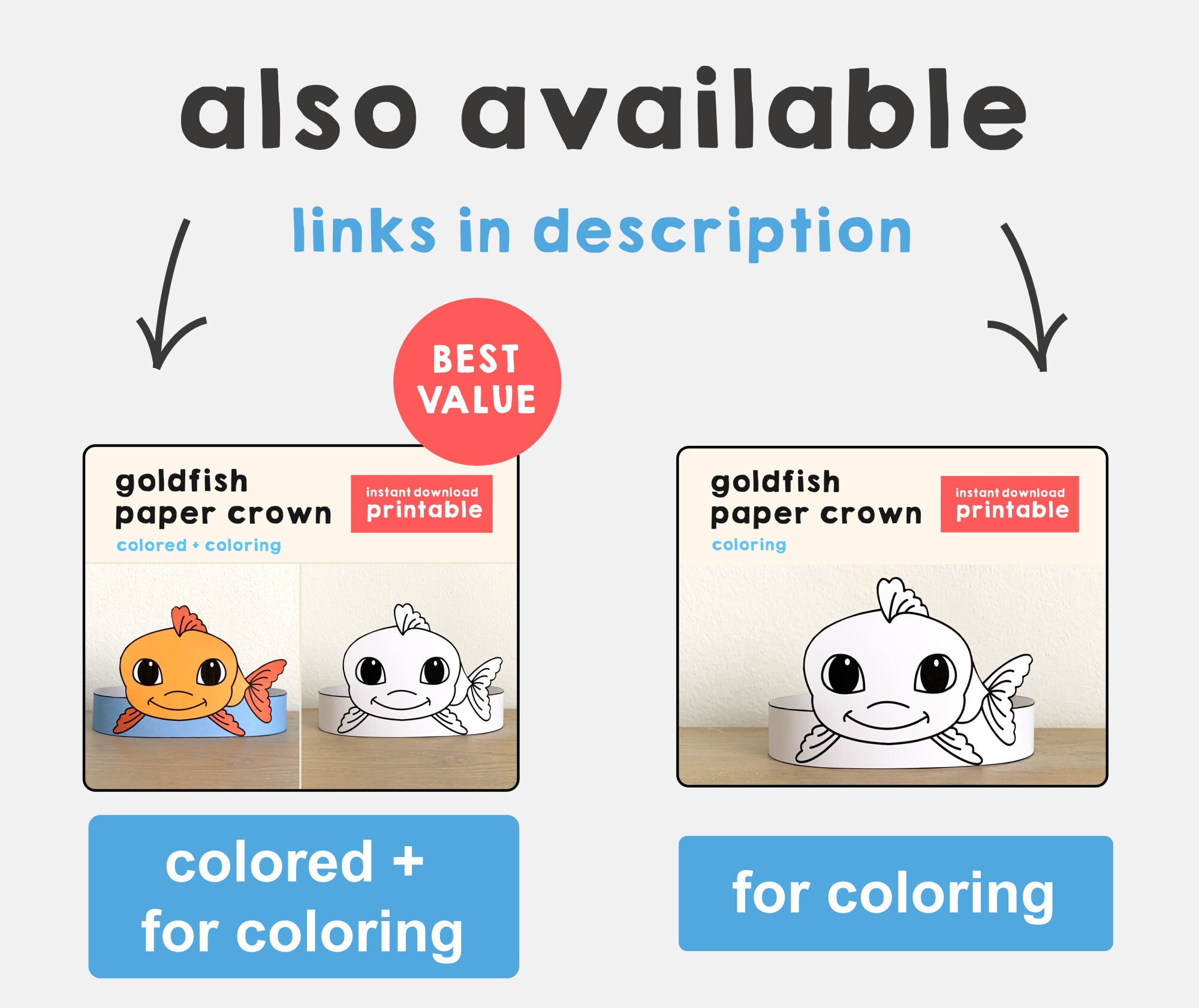 Goldfish Paper Crown Headband Pet Animal Printable Kids Craft Fish ...
