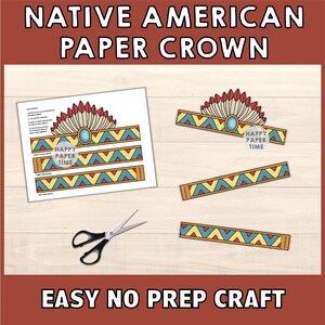 Native American Paper Craft Headdress Crown Party Template Printable ...