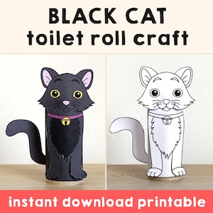 Black Cat Toilet Paper Roll Craft Halloween Spooky Party Coloring ...