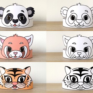 Asian Jungle Animals Paper Crowns Panda Elephant Cobra Tiger Orangutan ...