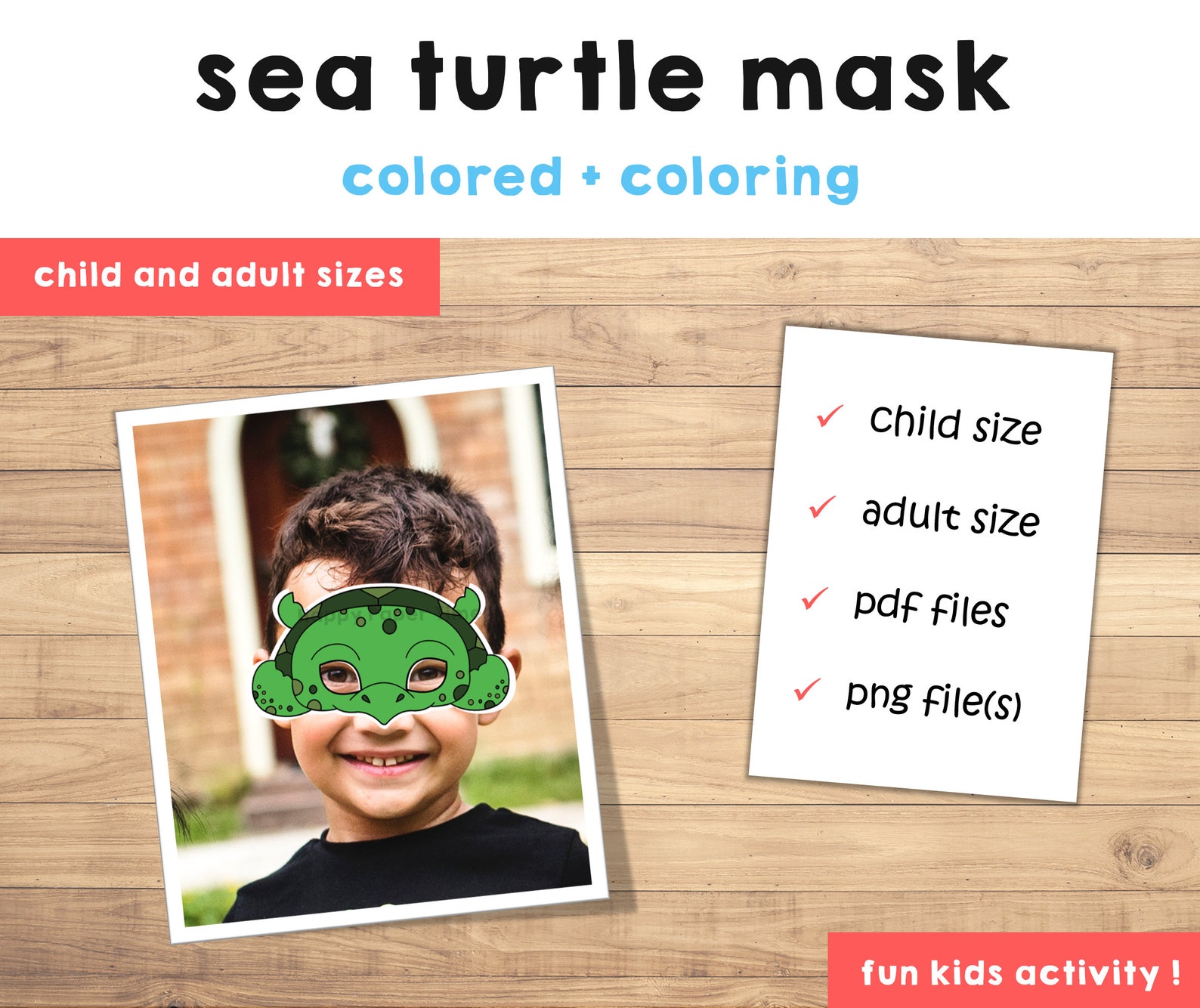 Sea Turtle Mask Template Costume Kids Diy Ocean Sea Animal - Etsy