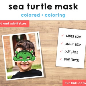 Sea Turtle Mask Template Costume Kids Diy Ocean Sea Animal Party Fun ...