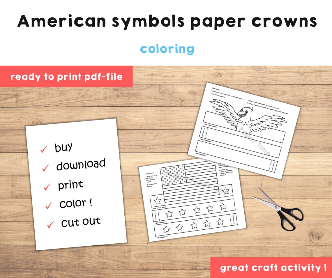 American Symbols Paper Crowns Flag 4th of July Patriotic - Etsy