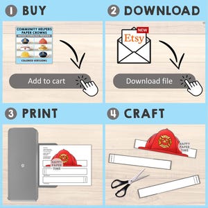 Community Helpers Paper Crowns Police Builder Farmer Nurse Mail Carrier ...